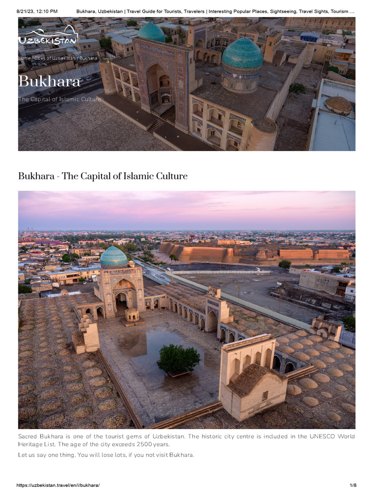 Bukhara, Uzbekistan - Travel Guide For Tourists, Travelers | PDF