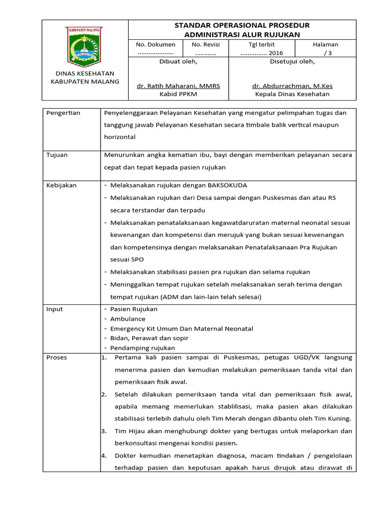 SOP Administrasi Alur Rujukan | PDF