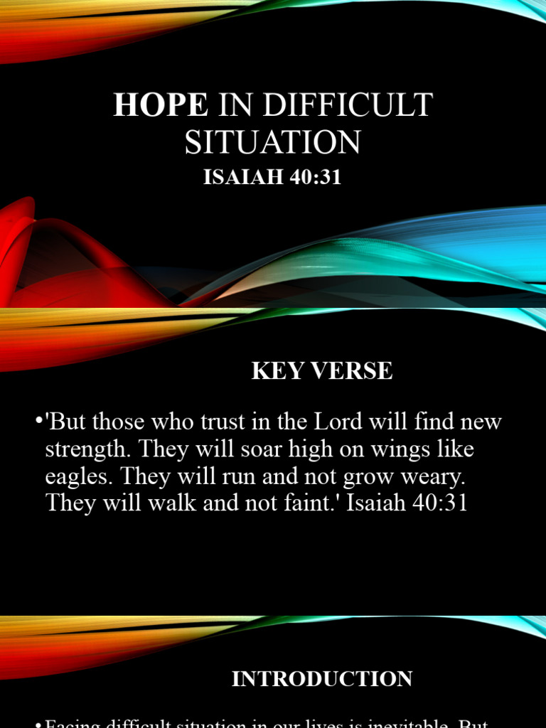 Hope in Difficult Situation | PDF