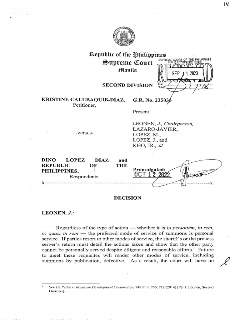 G.R. No. 235033 | PDF | In Rem Jurisdiction | Service Of Process