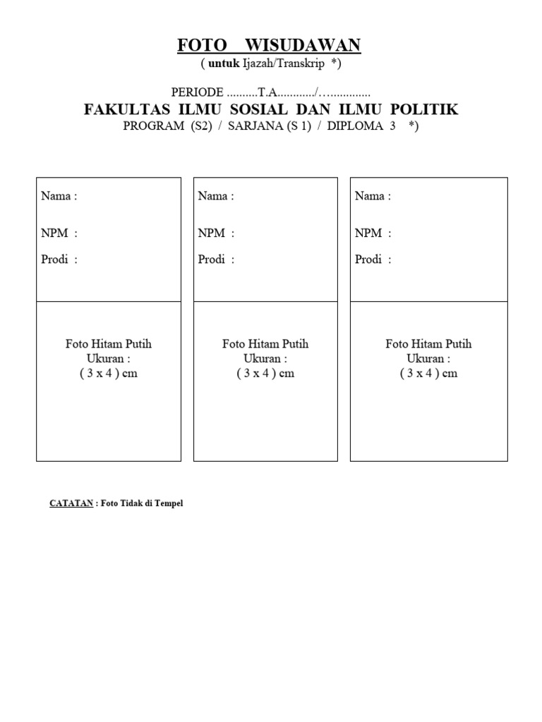 2.a. Form - Tempel Foto Wisuda Untuk Fisip | PDF