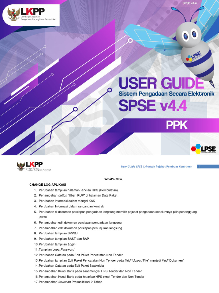 Panduan Pengguna SPSE 4.4 untuk PPK | PDF