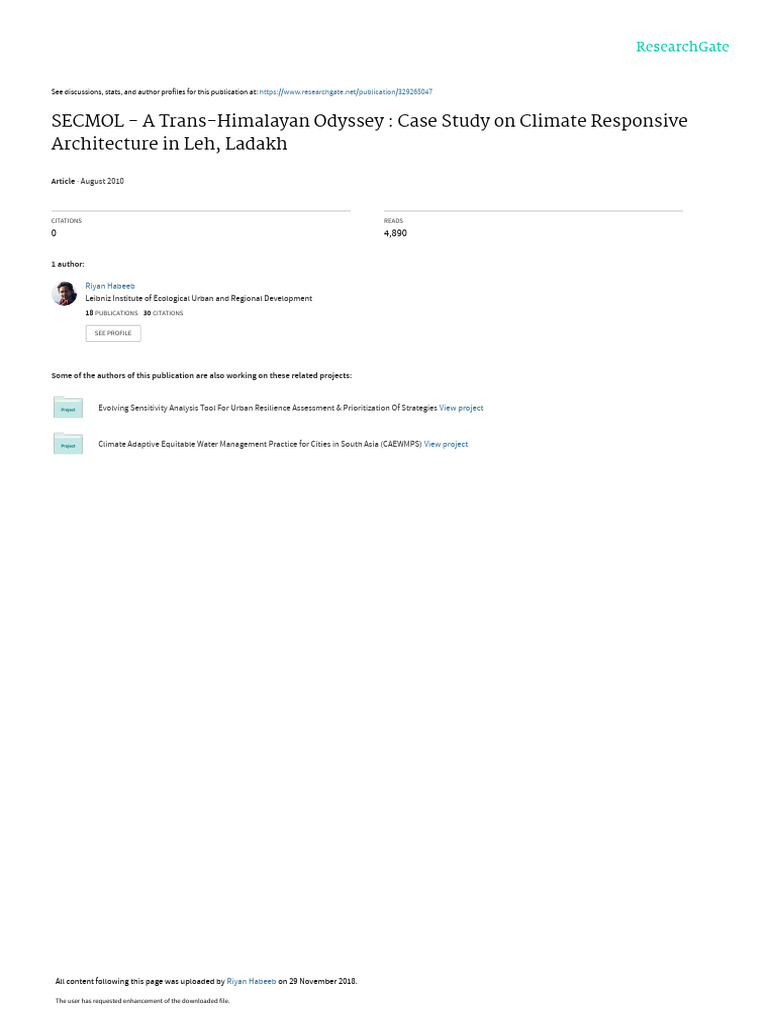 SECMOL: Climate-Responsive Architecture | PDF | Science & Mathematics