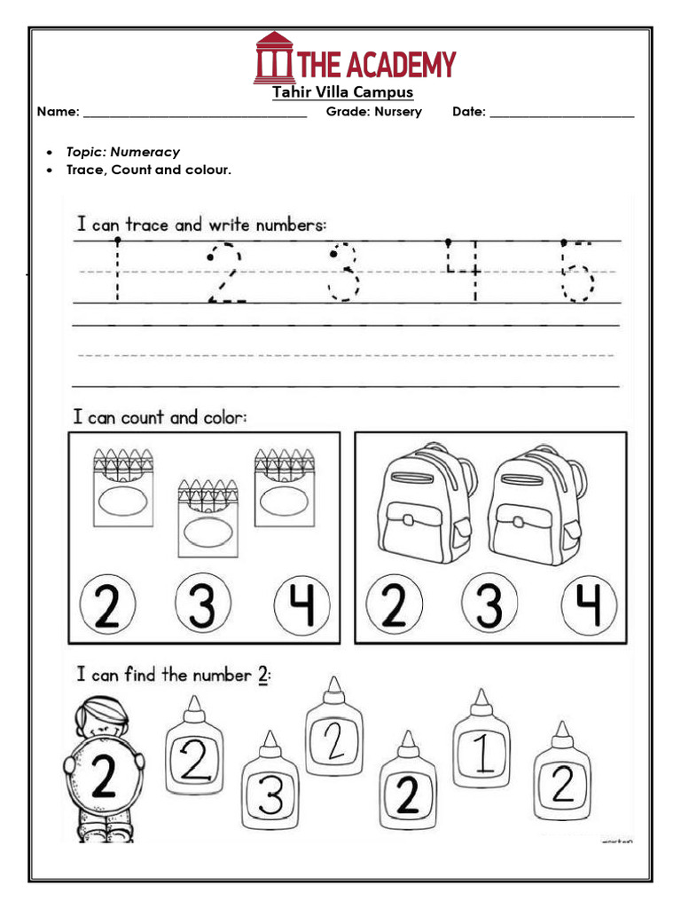 Nursery Numeracy: Trace, Count, Color | PDF | Home & Garden | Career ...