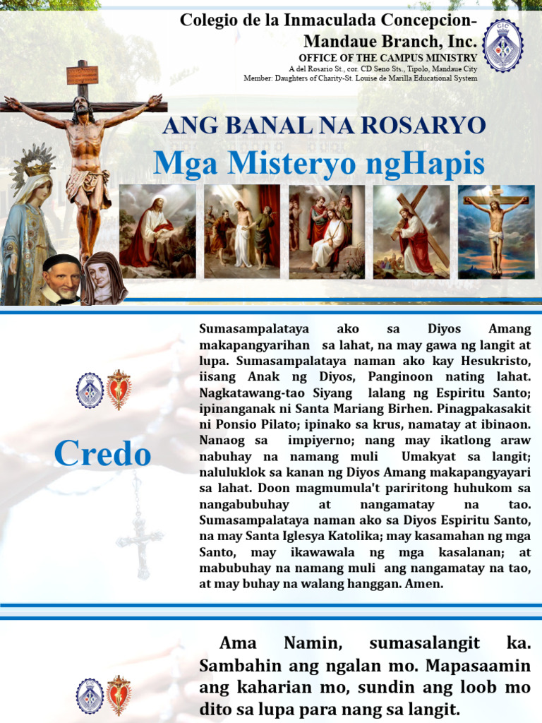 The Mysteries of The Holy Rosary Fridays Tagalog | PDF