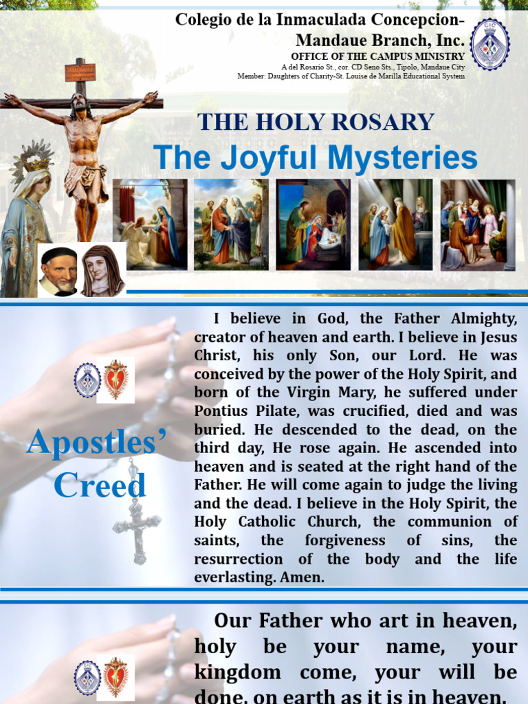 The Mysteries of The Holy Rosary-Monday | PDF | Mary, Mother Of Jesus | Lord's Prayer