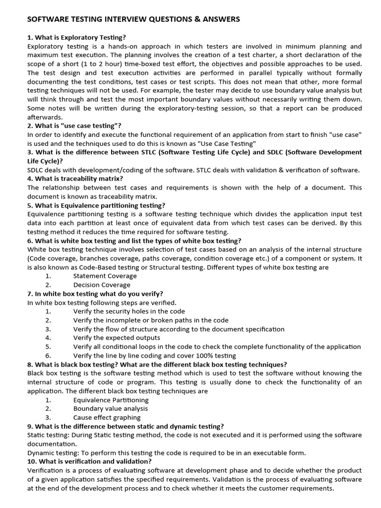 Manual Testing Interview Questions & Answers | Download Free PDF ...