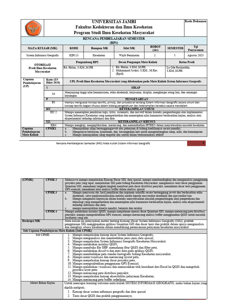 CONTOH 1. RPS Model CBL & PJBL (Teori) | PDF