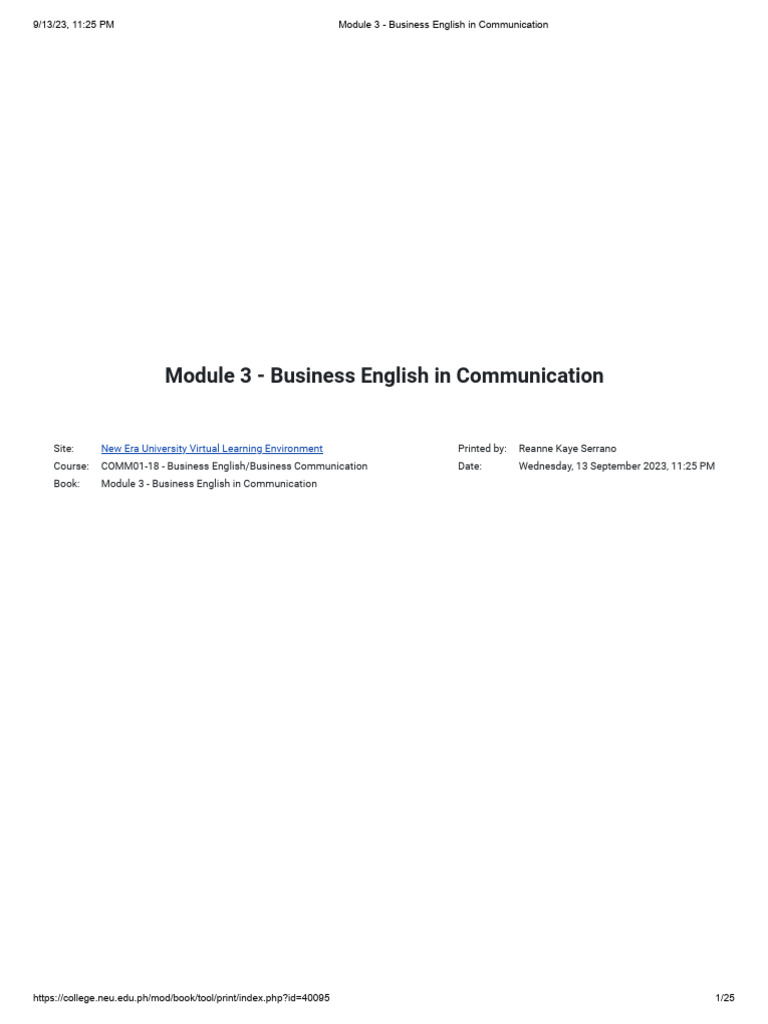 Module 3 - Business English in Communication | PDF | Communication ...