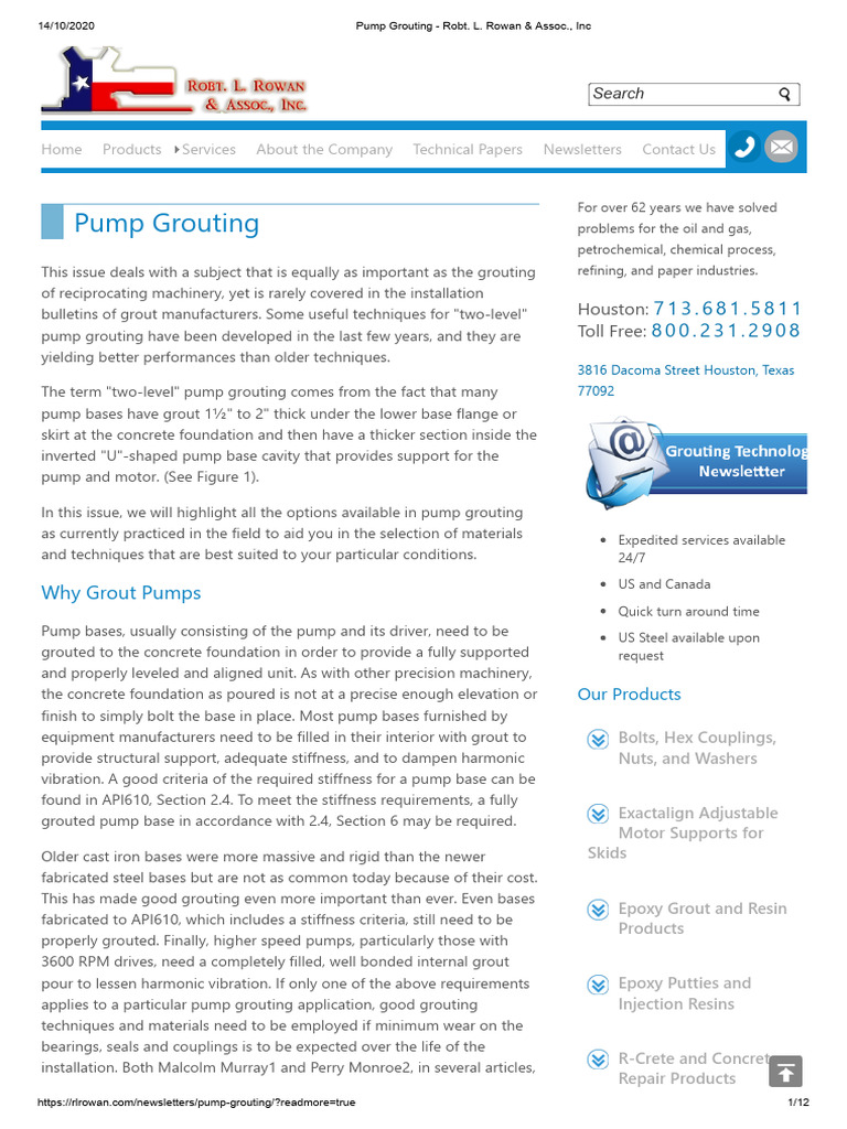Pump Grouting - Robt. L. Rowan & Assoc., Inc | PDF | Epoxy | Pump