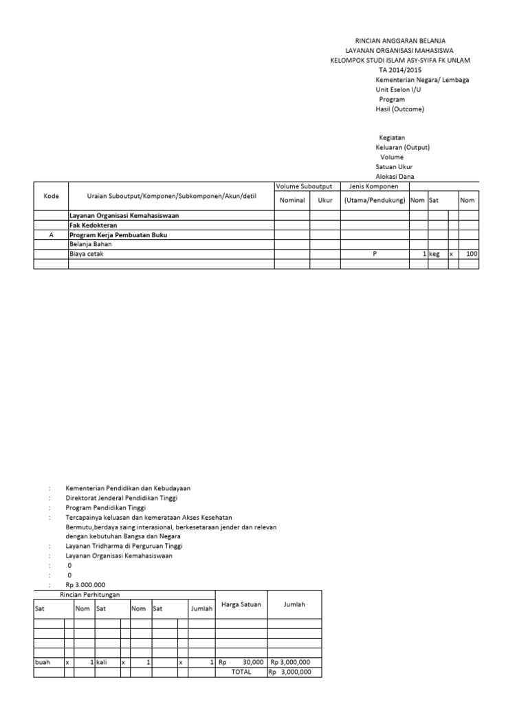 RAB Pembuatan Buku | PDF