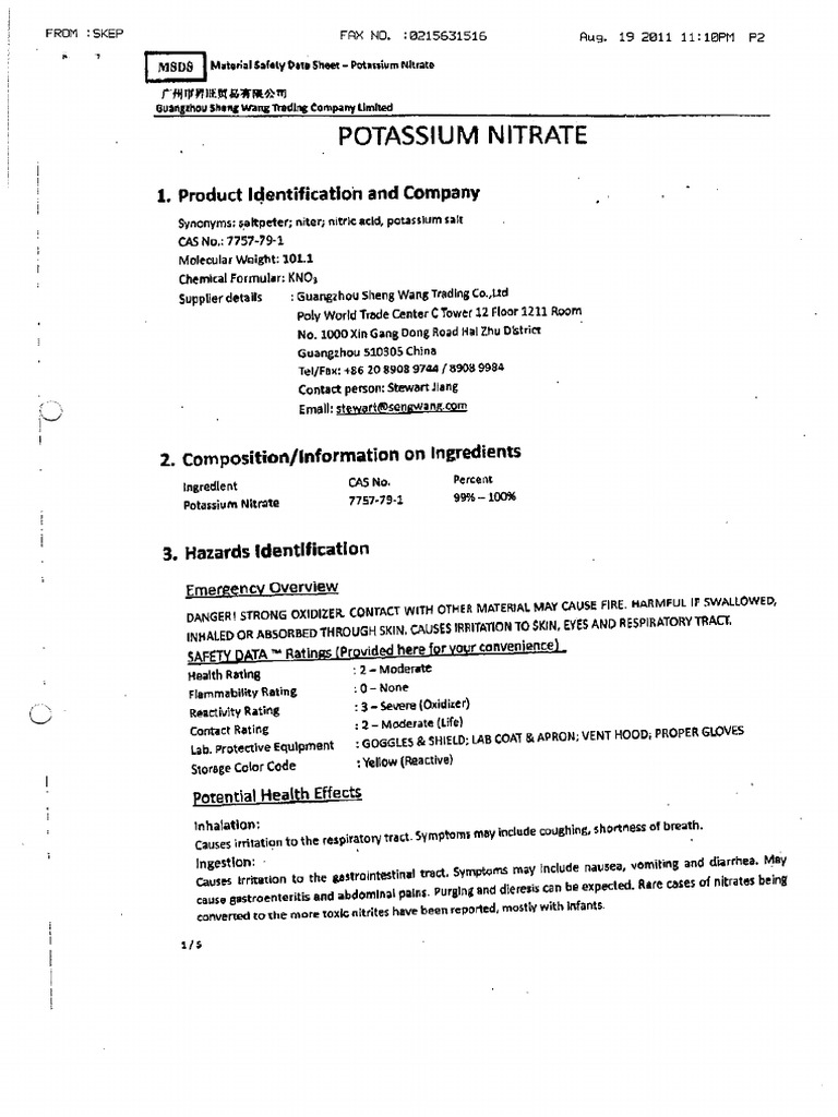 Potassium Nitrate | PDF