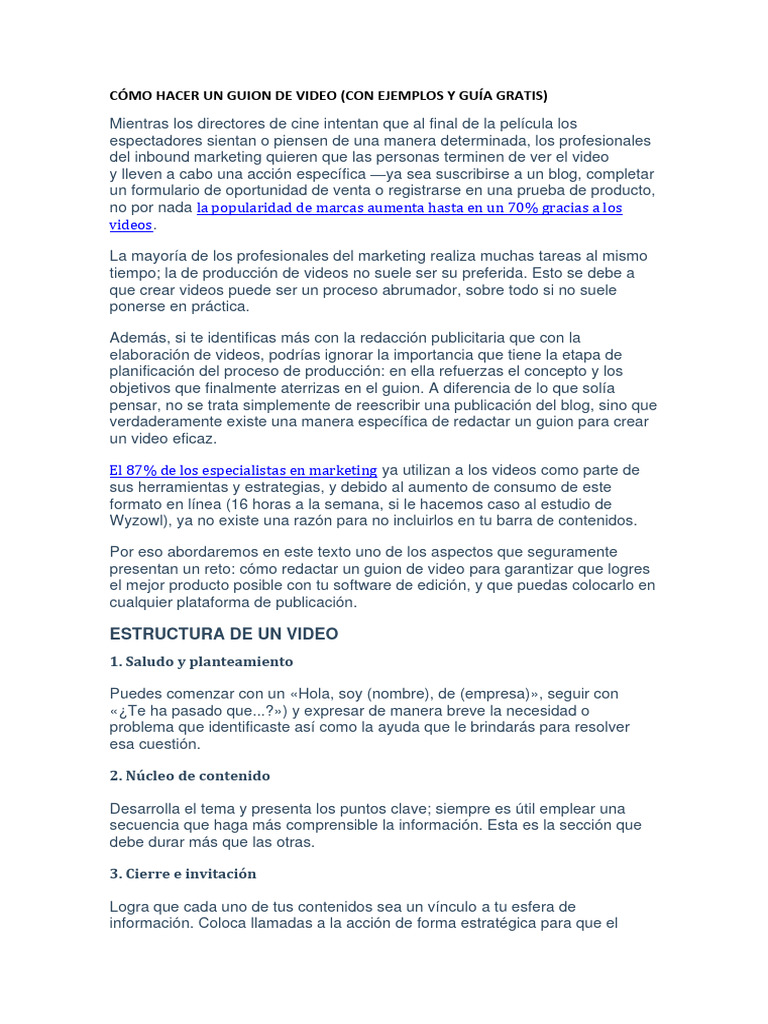 Guía para Escribir un Guion de Video | PDF | Marketing | Blog