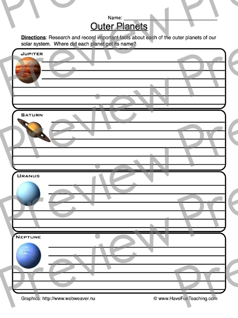 Outer Planets Worksheet | PDF | Foreign Language Studies