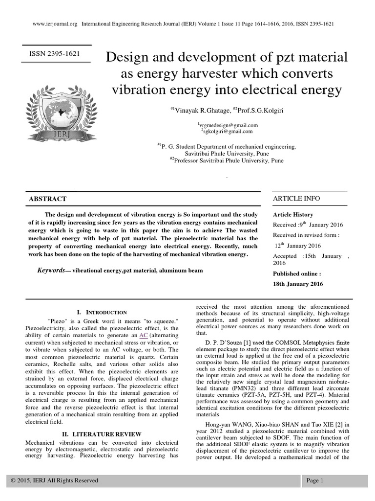 Design and Development of PZT Material A | PDF | Piezoelectricity ...