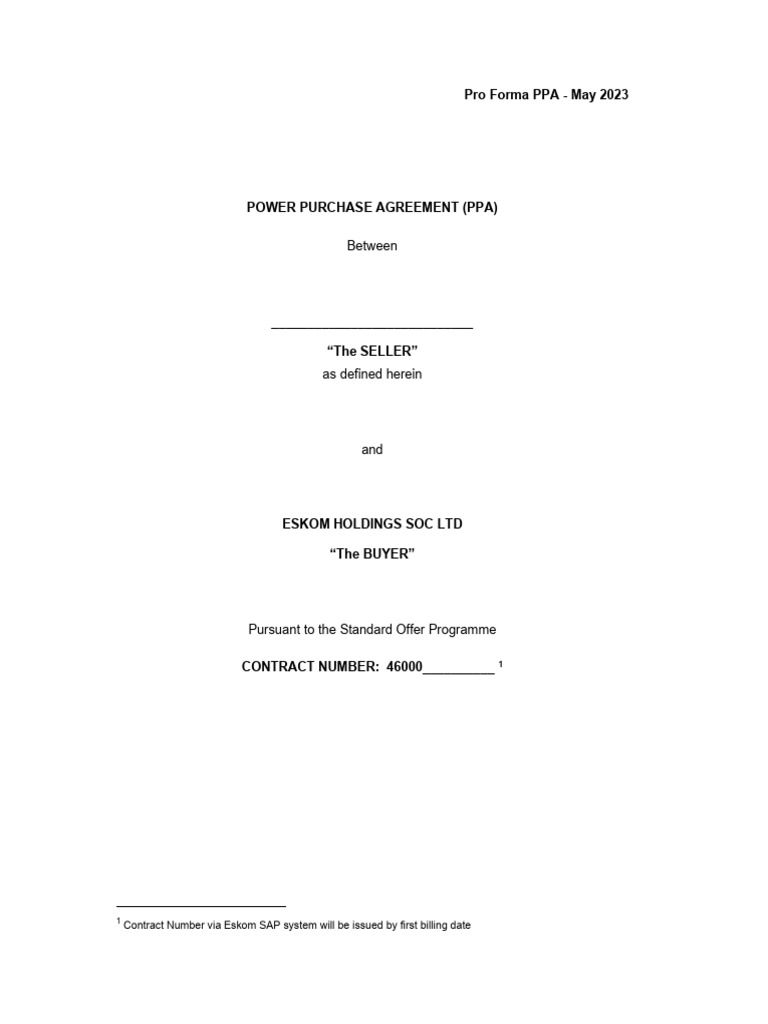 Standard Offer PPA Proforma Final May 2023 | PDF | Invoice | Business