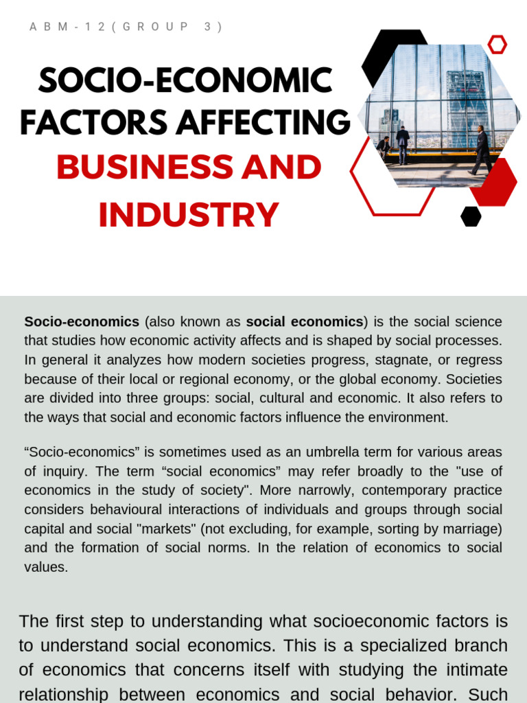 Socioeconomic Factors in Business Analysis | PDF | Economics ...