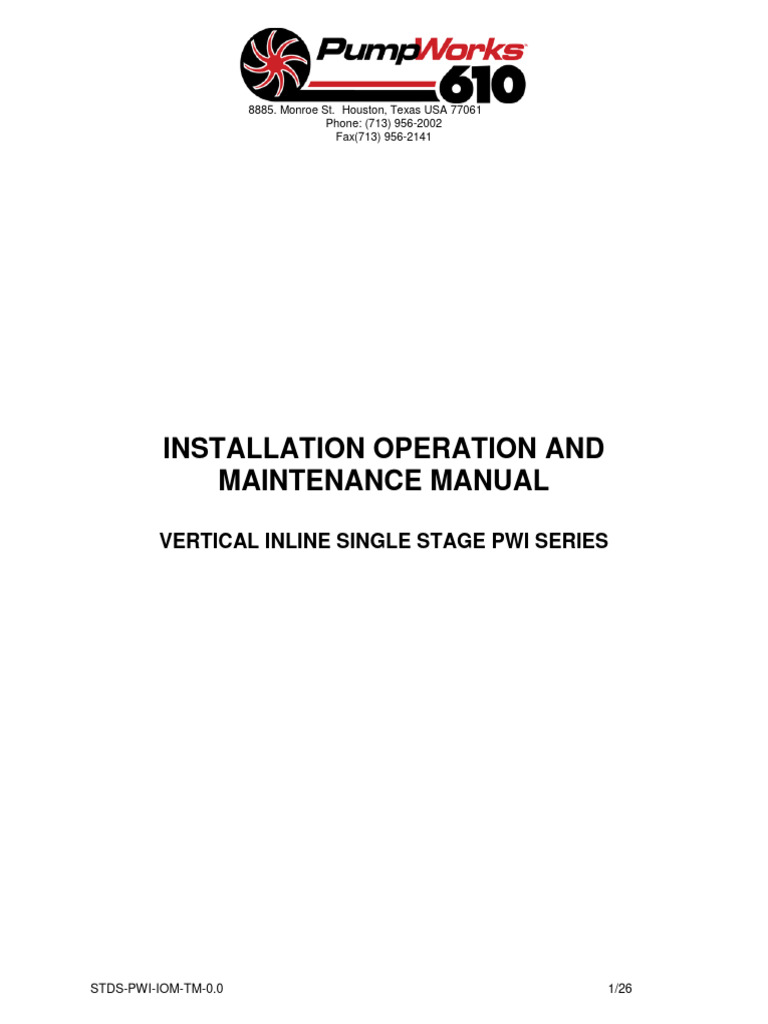Pwi Iom | PDF | Pump | Bearing (Mechanical)