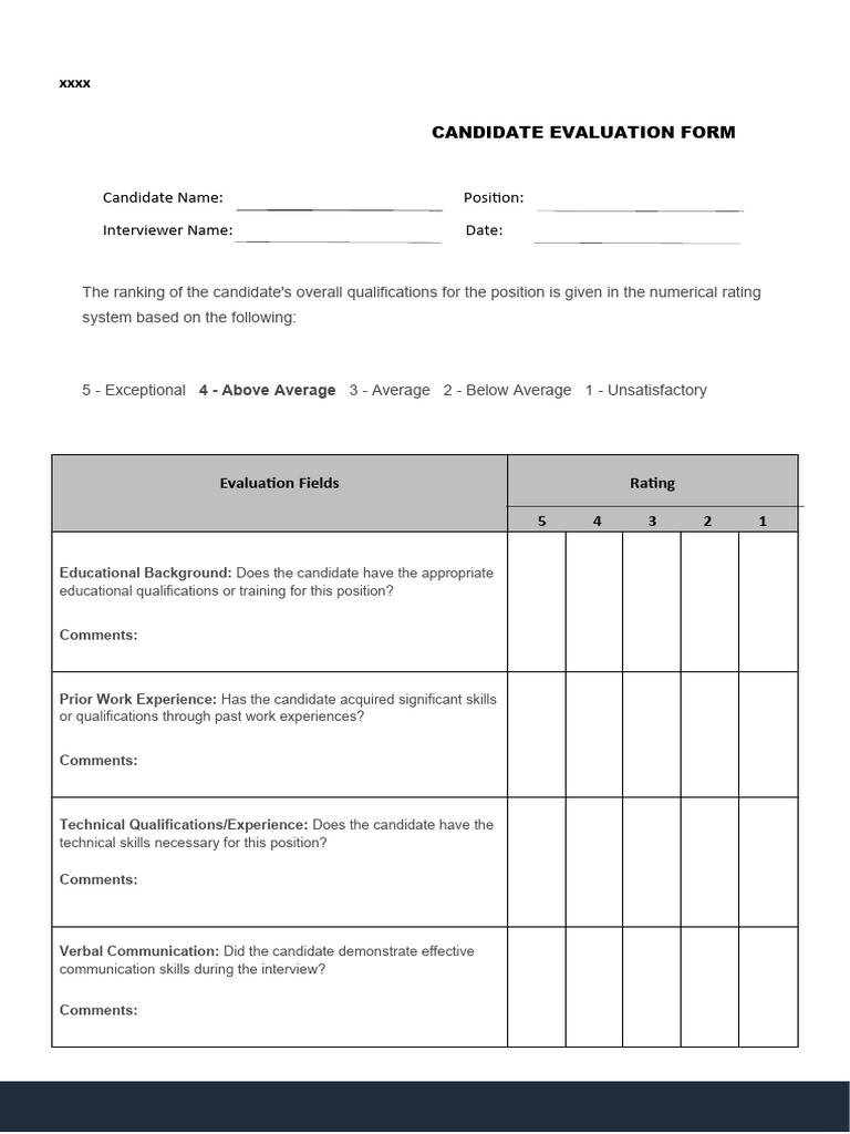 Candidate Evaluation Form | PDF
