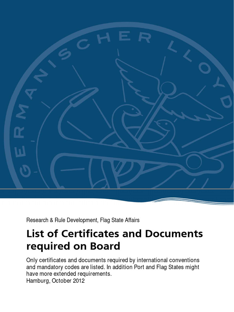 Required Maritime Certificates List | PDF | Ships | Cargo Ship
