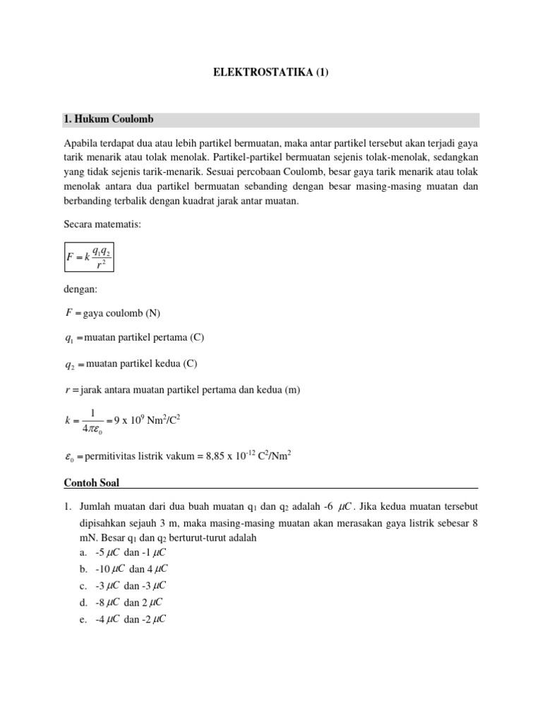 Hukum Coulomb dan Medan Listrik | PDF | Sains & Matematika