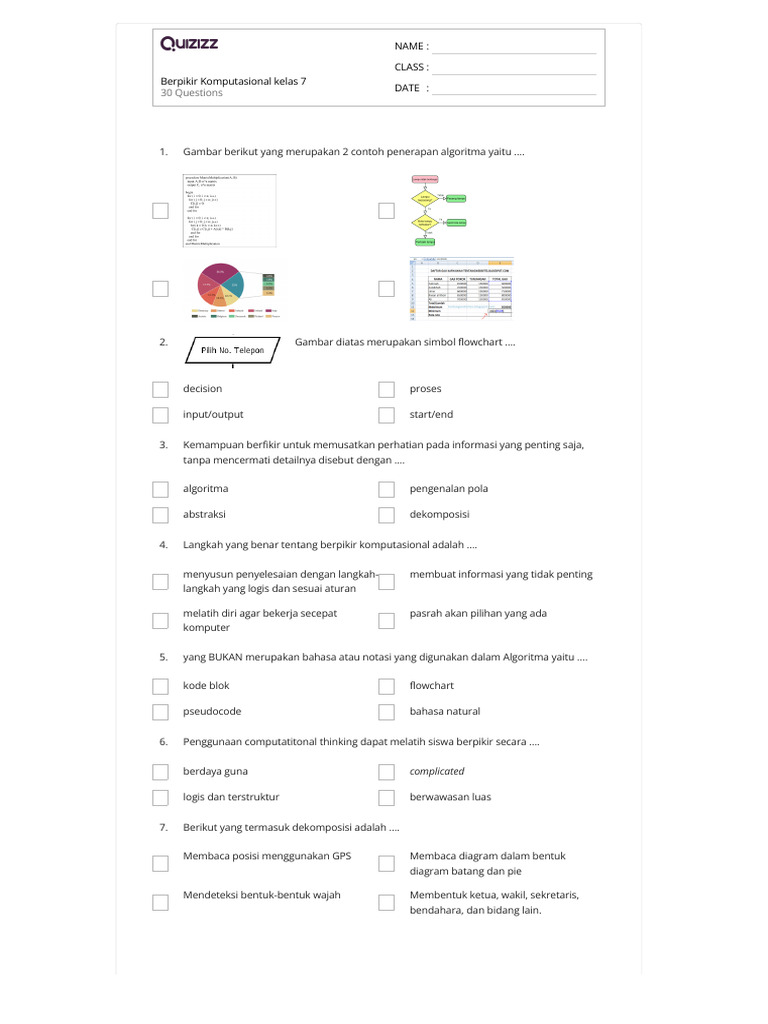 Berpikir Komputasional Kelas 7 | PDF | Metode & Bahan Ajar | Seni