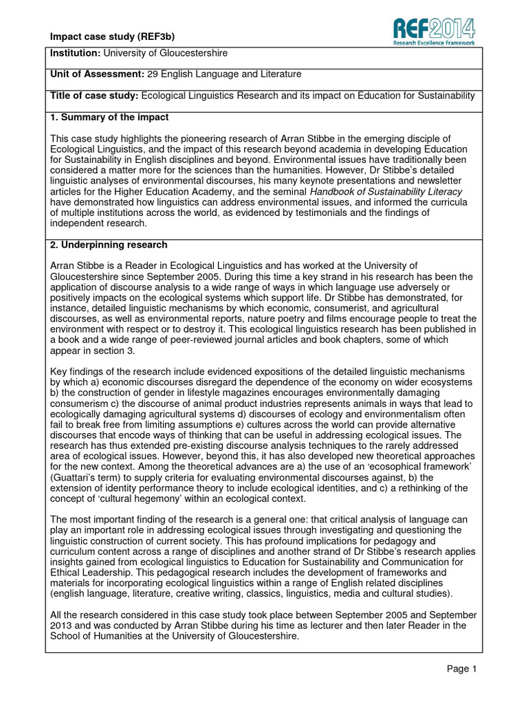 Arran Stibbe | PDF | Linguistics | Sustainability