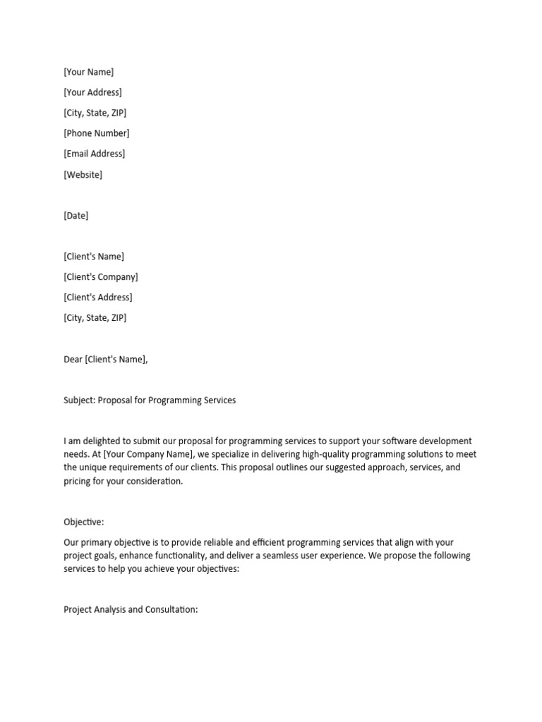 Programmer Proposal Letter Sample | PDF | Computer Programming | Databases