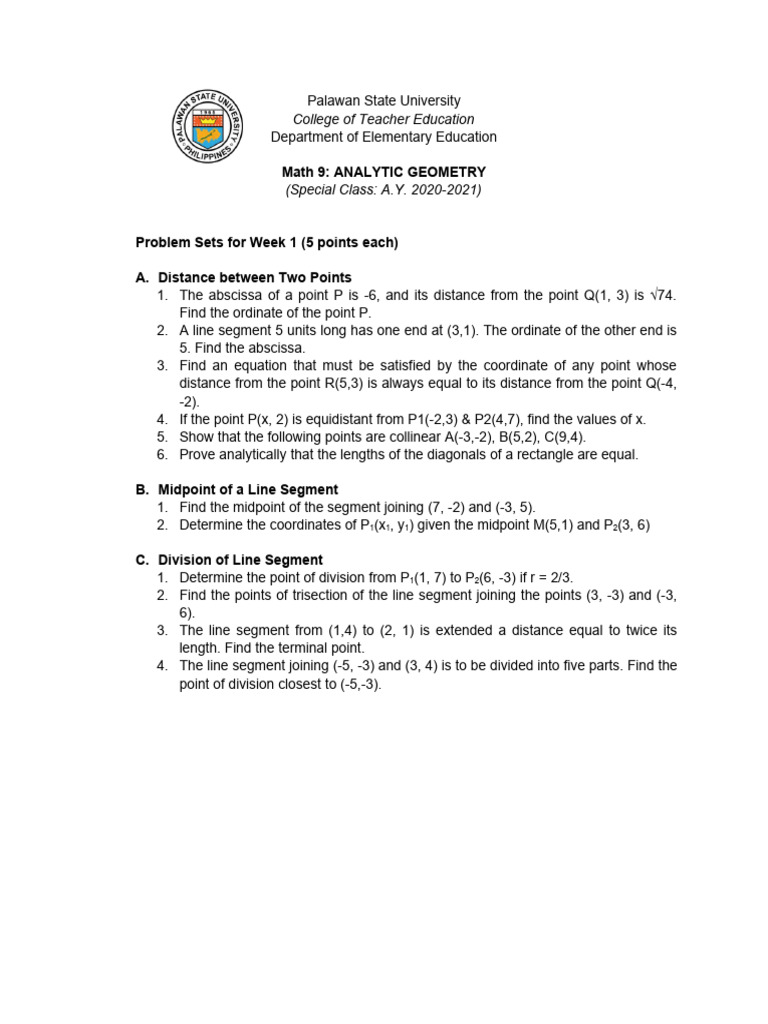 Problem Sets For Week 1 | PDF