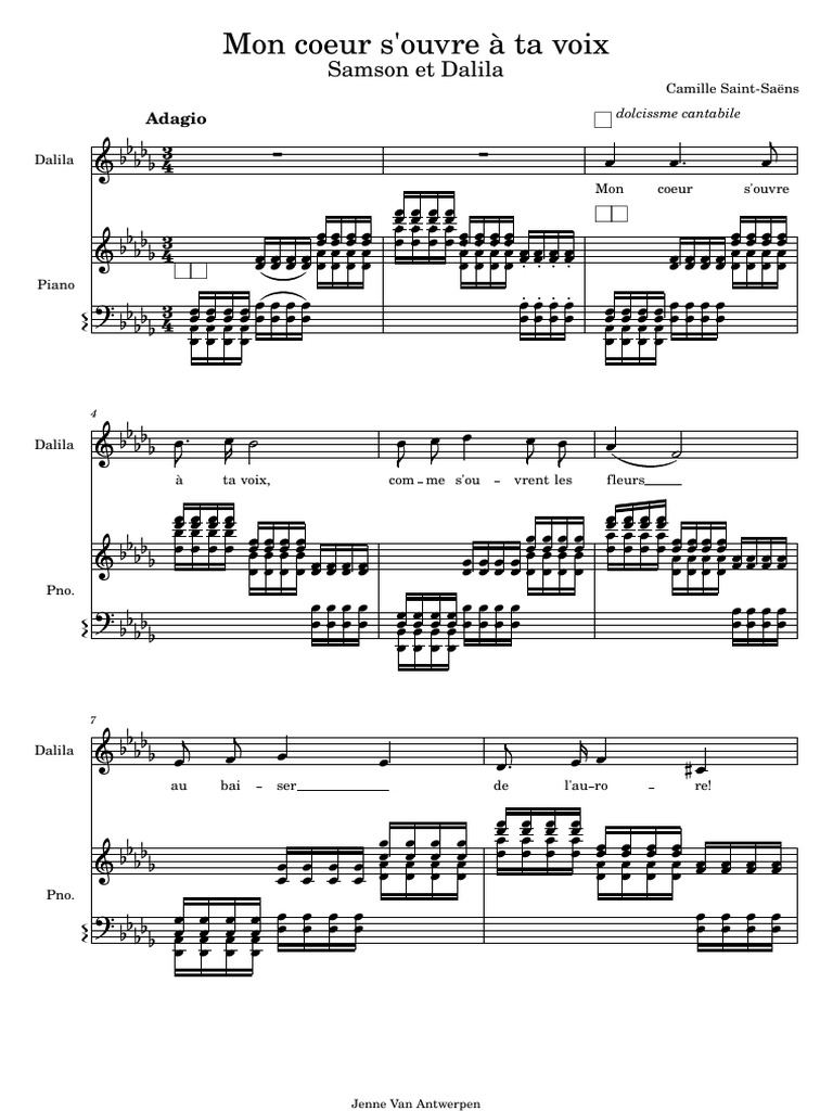 SaintSans Samson Et Dalila Mon Coeur Souvre Ta Voix | PDF | Musique ...