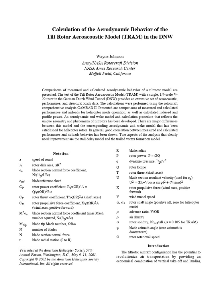 Calculation of The Aerodynamic Behavior of The Tilt Rotor Aeroacoustic ...