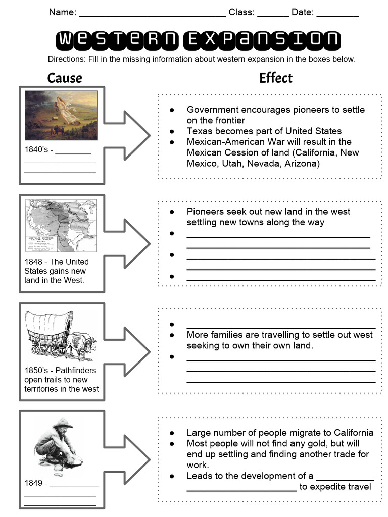 Western Expansion: Cause Effect | PDF | Mexican–American War | The ...