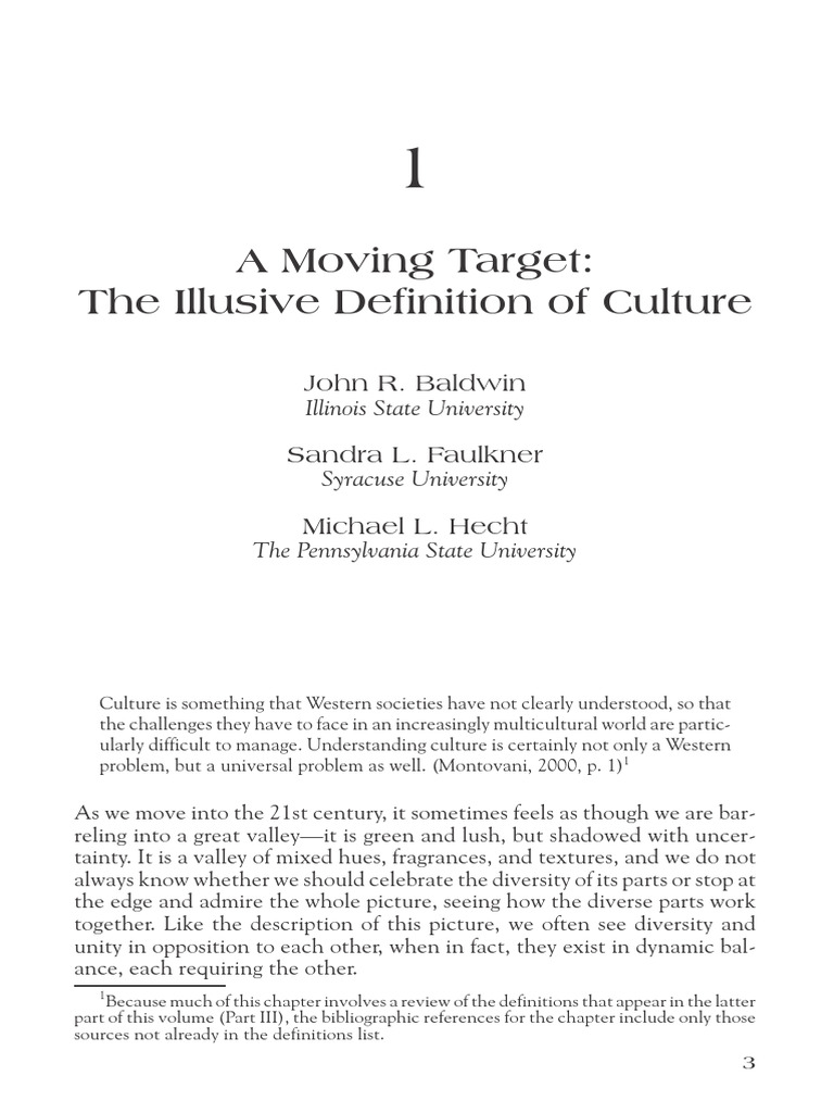 A Moving Target - The Illusive Definition of Culture, in Redefining ...