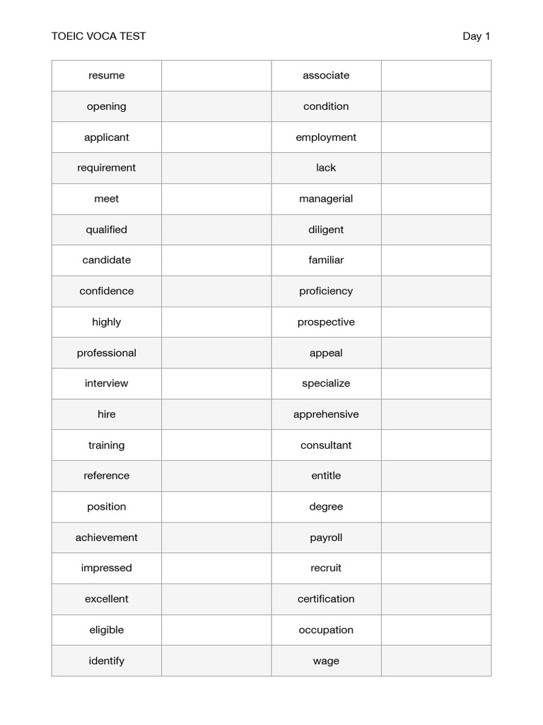 Toeic Voca D01-10 | PDF | Employment | Economies