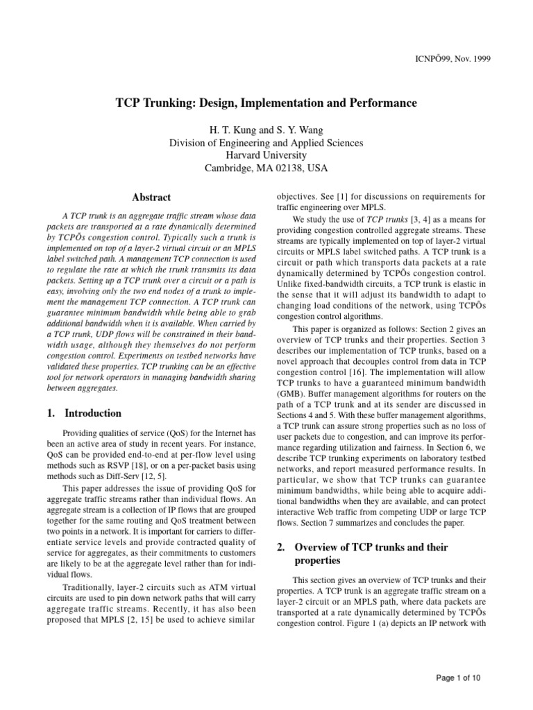 Trunking | PDF | Transmission Control Protocol | Network Congestion