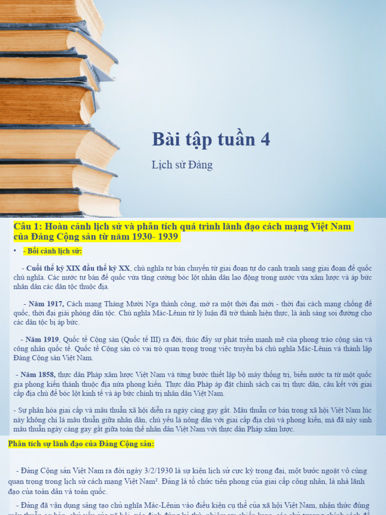 BTVN Lịch sử đảng tuần 4 | PDF