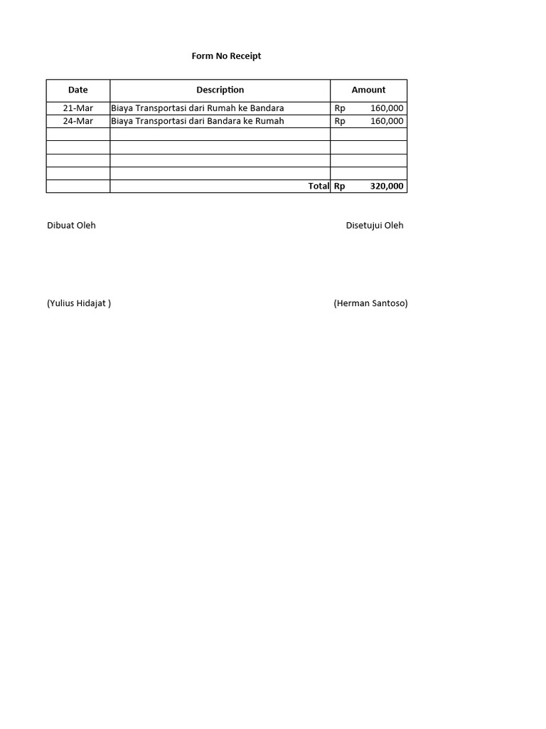 Formulir Tanpa Bukti Pembayaran | PDF