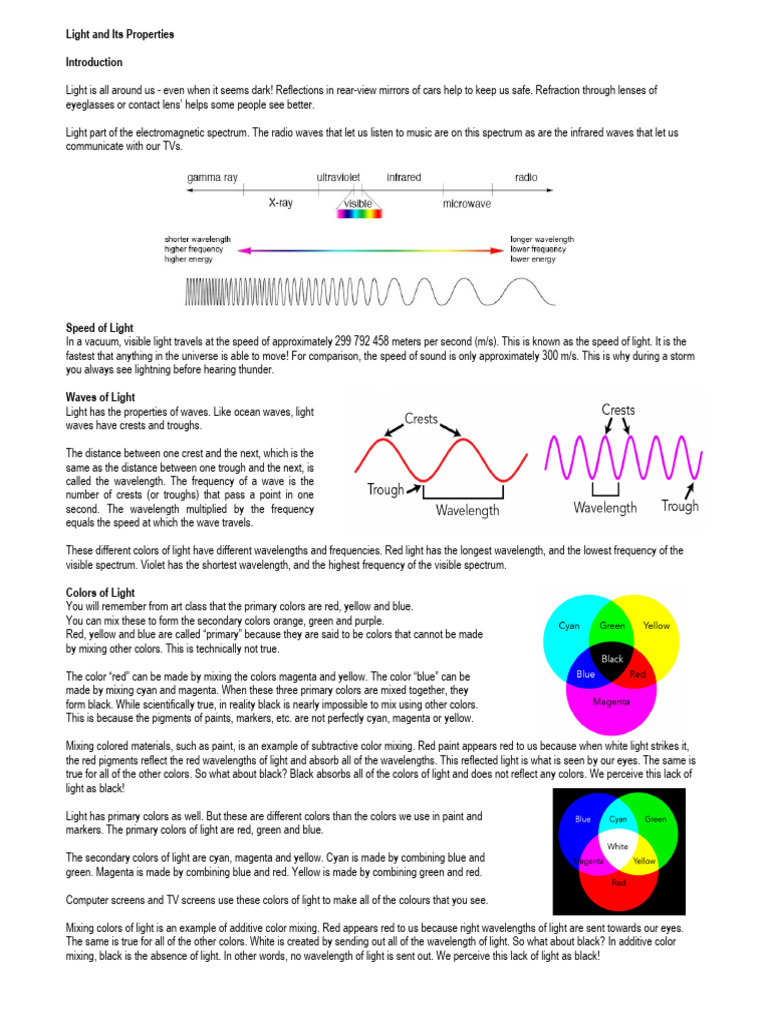Properties of Light | PDF | Refraction | Reflection (Physics)