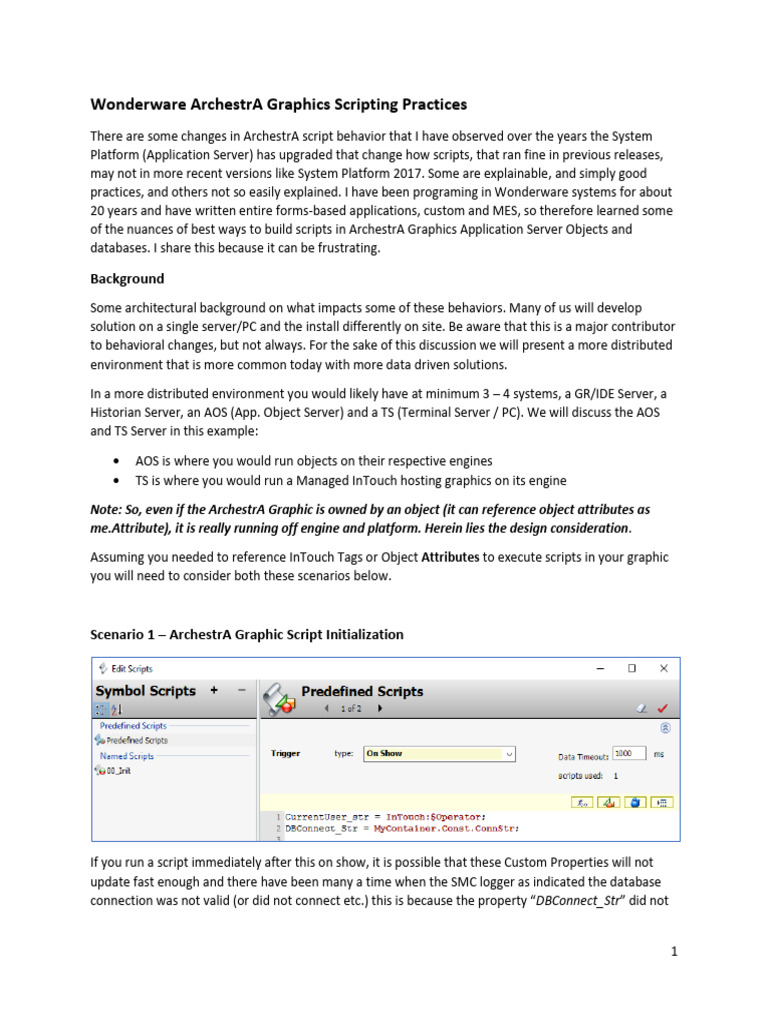 Tn Wonderware Archestra Graphics Scripting Practices Pdf Variable Computer Science