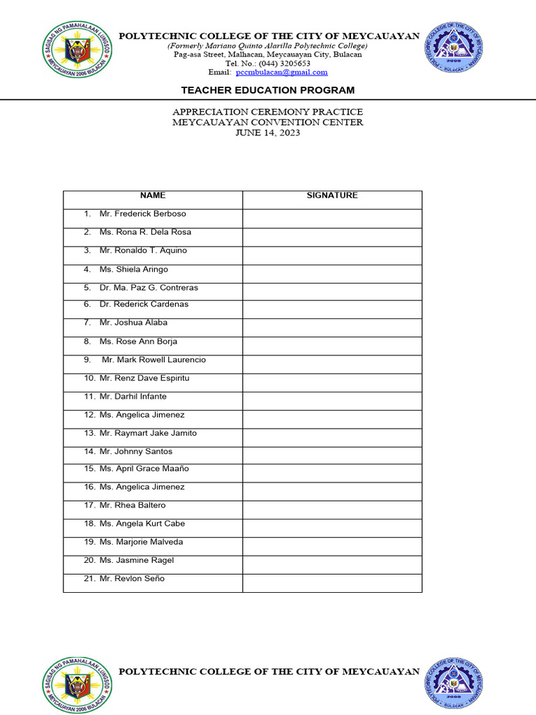 APPRE PRACTICE Attendance | PDF
