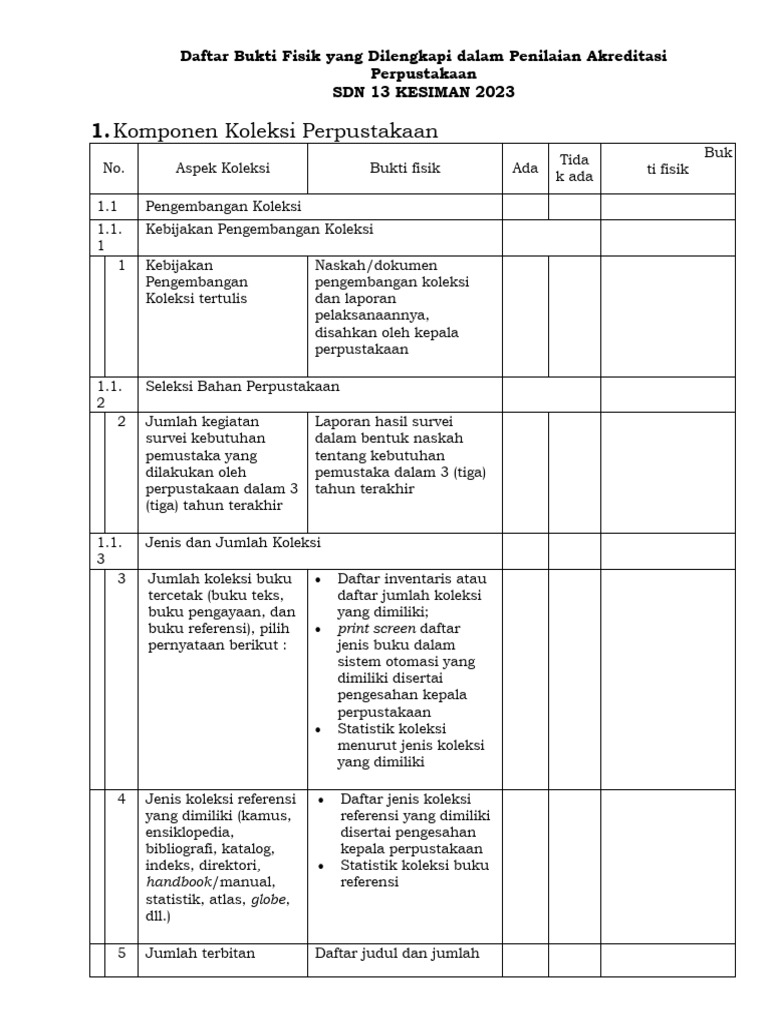 Bukti Fisik Akreditasi Perpustakaan | PDF