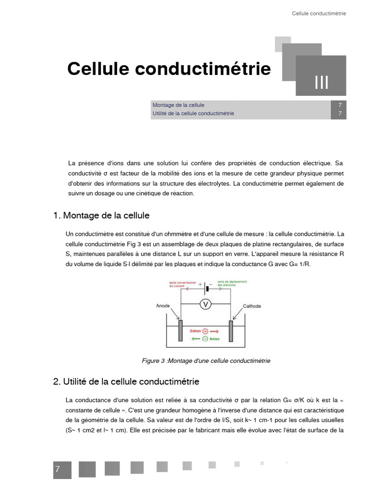 Fonctionnement de la cellule conductimétrique | PDF