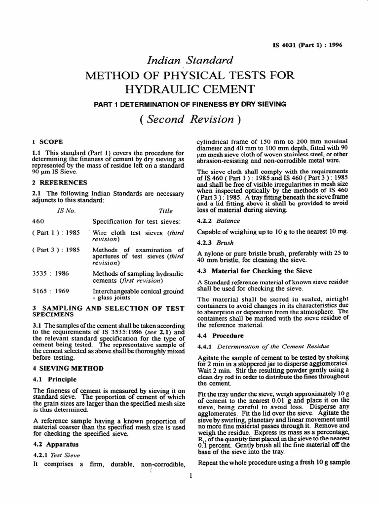 Cement Fineness Testing Guide | PDF | Cement | Applied And ...