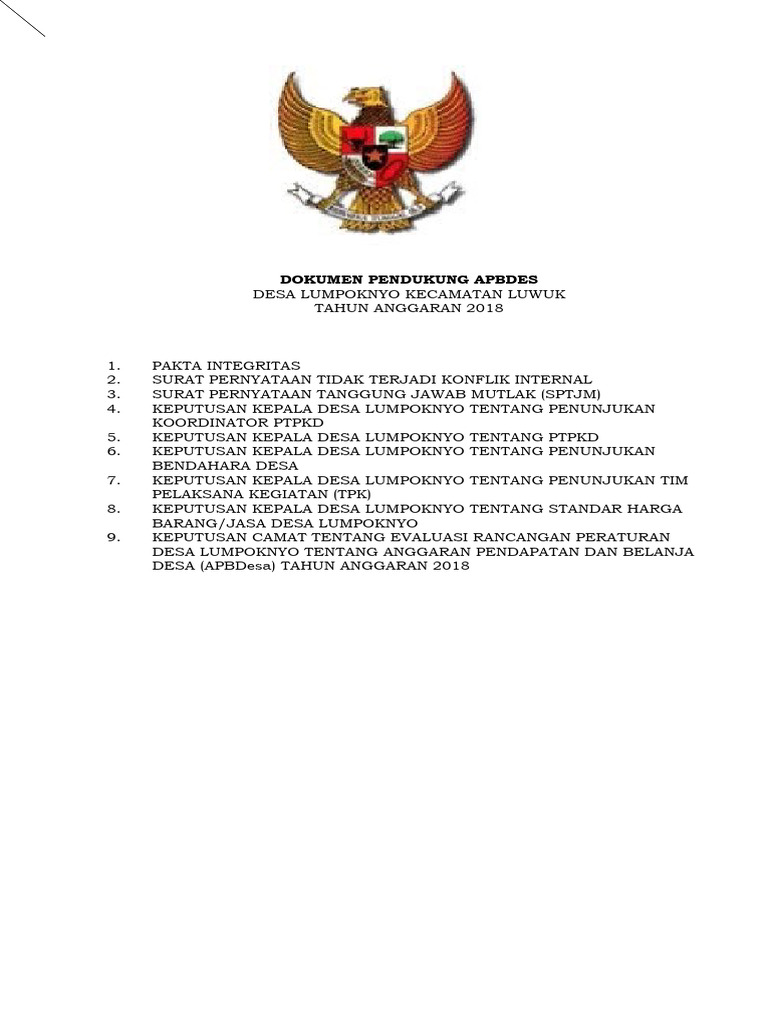 Dokumen Pendukung Apbdes | PDF