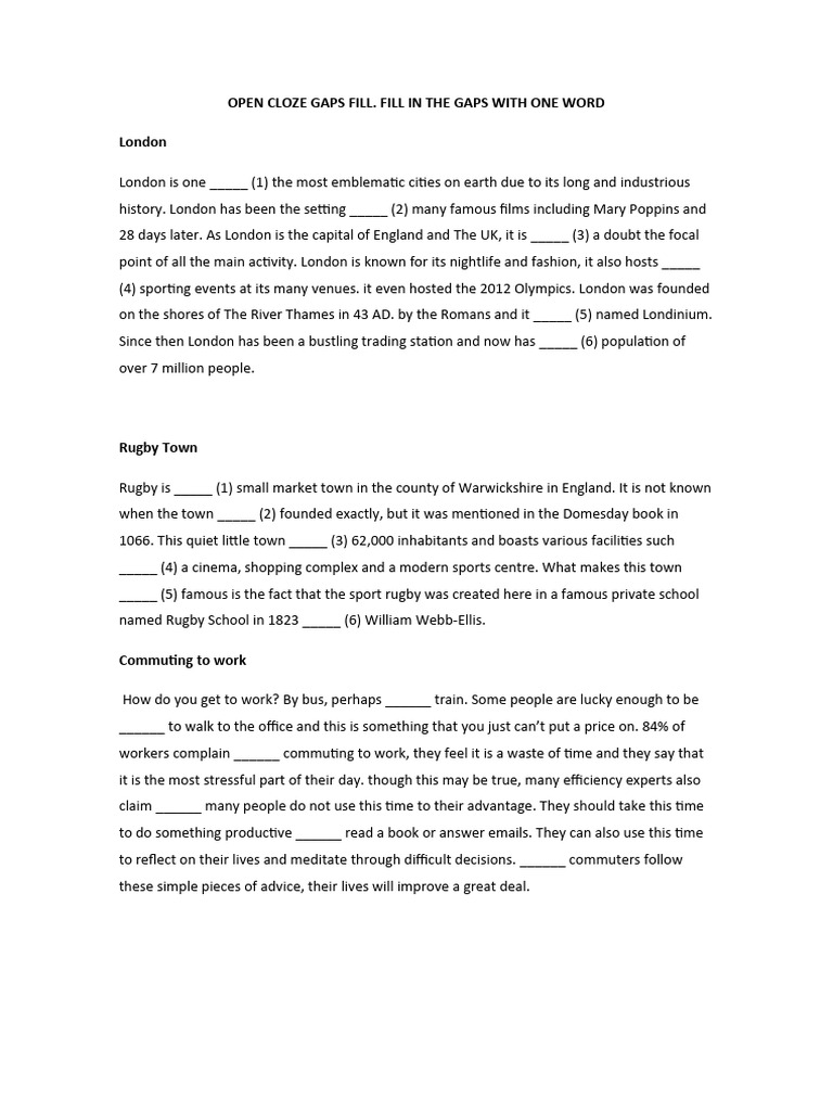 Open Cloze Gaps Fill | PDF