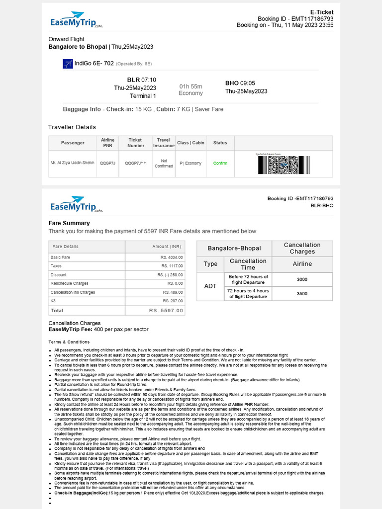 Baggage Info Check In: 15 KG, Cabin: 7 KG - Saver Fare | PDF | Airlines ...