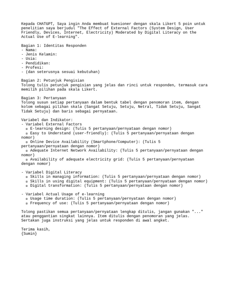 Promp. Menulis Instrumen Skala Likert | PDF