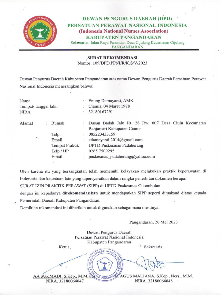 Surat Rekom Ppni | PDF