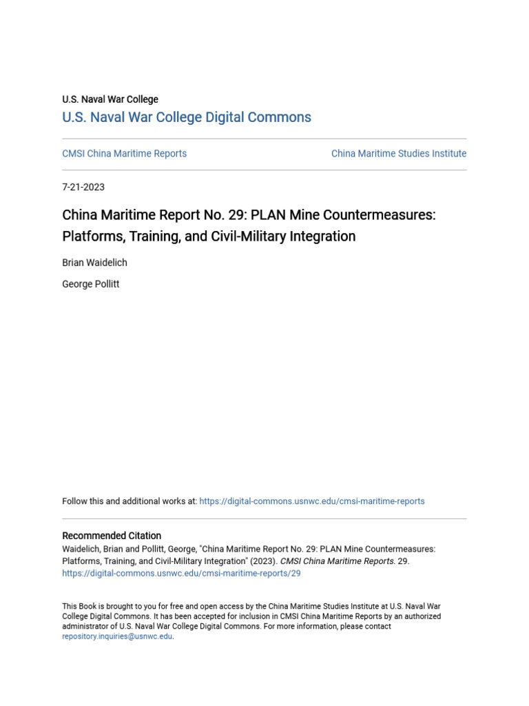 PLAN Mine Countermeasures | PDF | Naval Mine | People's Liberation Army