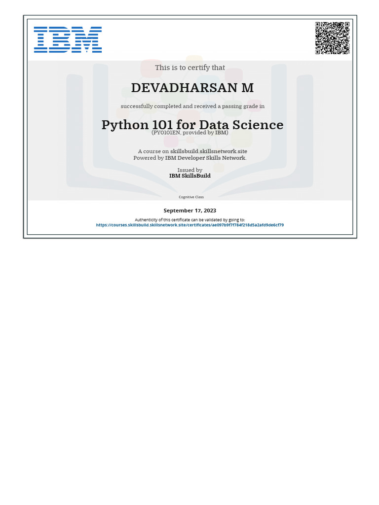Ibm Python Certificate | PDF